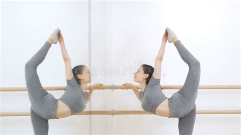 Young Woman Is Doing Gymnastics In Gym Stock Video Video Of Pretty