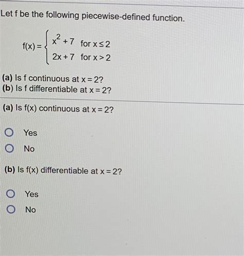 Solved Let F Be The Following Piecewise Defined Function X²