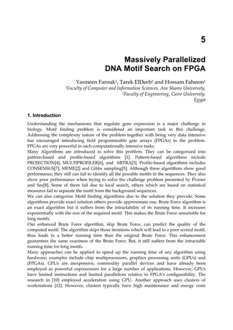 Pdf Massively Parallelized Dna Motif Search On Fpga