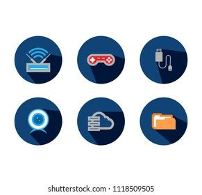 Technology Hardware Icons Set Vector Illustration Stock Vector Royalty