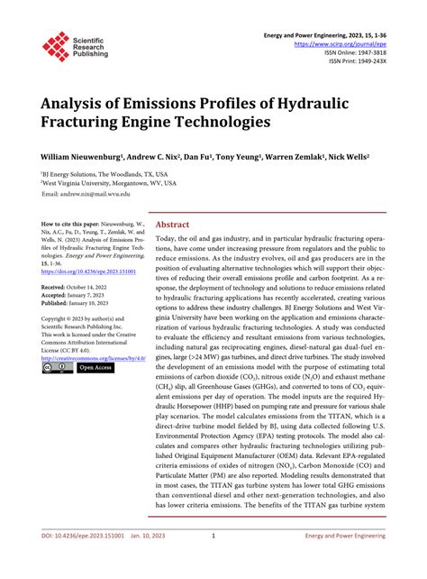 Pdf Analysis Of Emissions Profiles Of Hydraulic Fracturing Engine