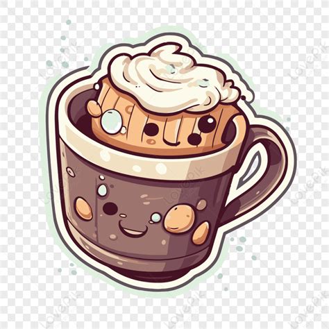 귀여운 커피잔 스티커 클립 아트 벡터상표 Png 일러스트 무료 다운로드 Lovepik