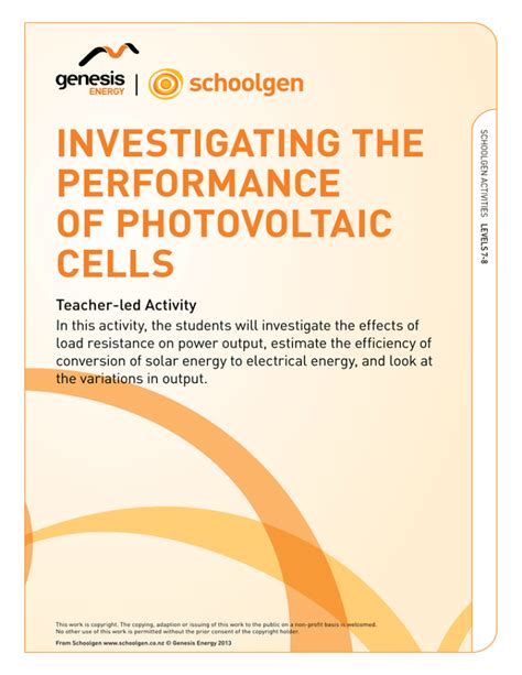 Investigating The Performance Of Photovoltaic Cells