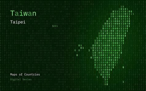Taiwan Green Map Shown In Binary Code Pattern Tsmc Matrix Numbers