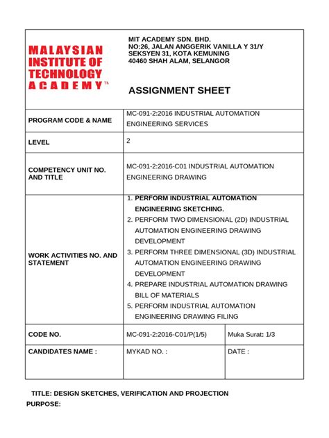 Assignment Sheet 1 Pdf Engineering Drawing