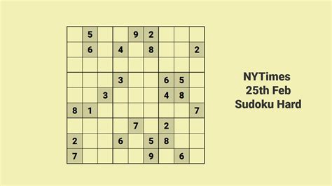 Nyt Hard Sudoku 25 Feb 2021 Unconventional Sudoku Techniques