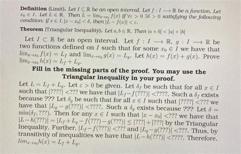 solved definition limit let iÇ r be an open interval let