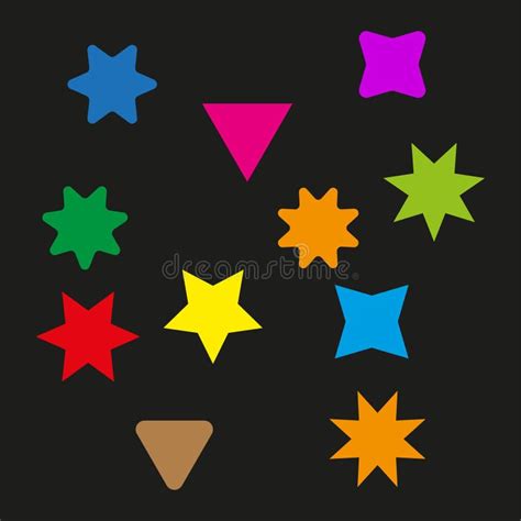 Colorful Star Shapes Triangle Abstract Elements Geometric Fun Form Vector Bright Icons Stock