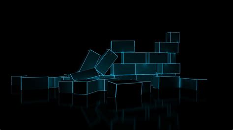 Wallpaper Illustration Digital Art Black Background 3d Minimalism Reflection Bricks