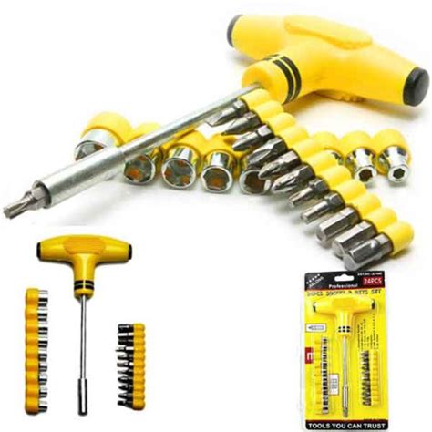 24pcs Set T Shape Screwdriver Repair Opening Tool Kit Ratchet Socket