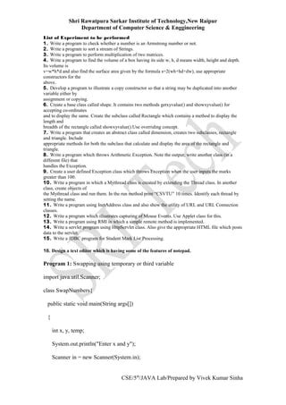 Java Final Lab DOC Programming Languages Computing