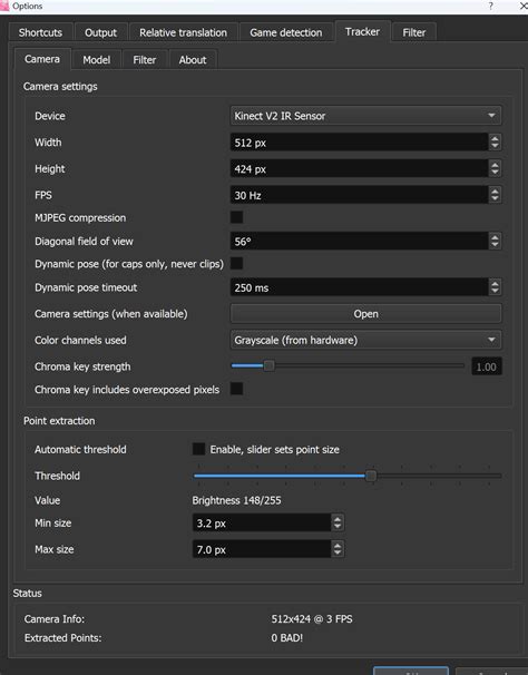 pointtracker 1 1 not working with kinect v2 · issue 1723 · opentrack