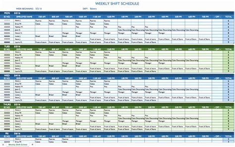 excel template shift schedule
