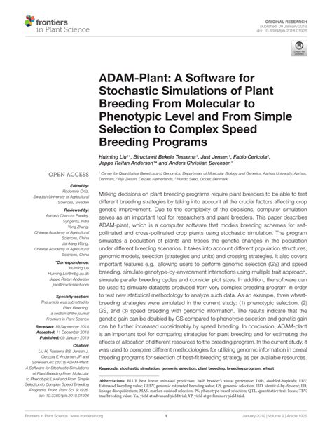 Pdf Adam Plant A Software For Stochastic Simulations Of Plant Breeding From Molecular To