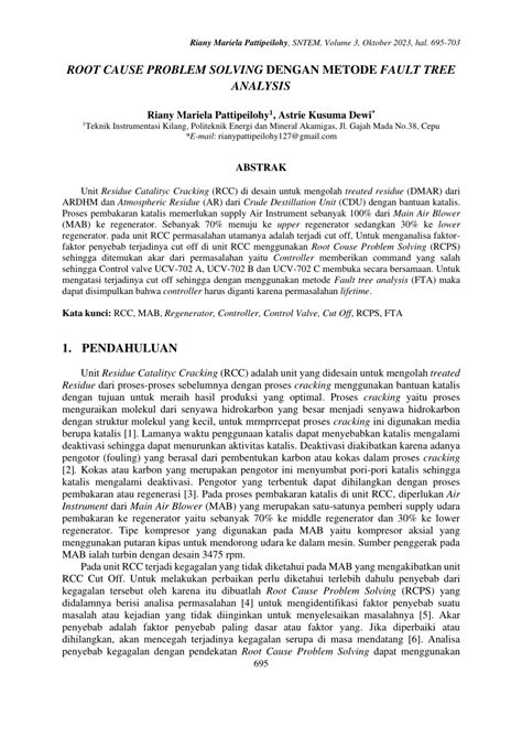 PDF ROOT CAUSE PROBLEM SOLVING DENGAN METODE FAULT TREE ANALYSIS