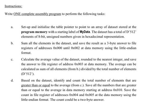 Instructions Write ONE Complete Assembly Program To Chegg