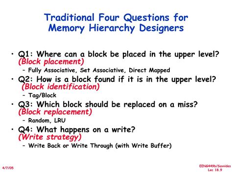 PPT EENG 449bG CPSC 439bG Computer Systems Lecture 17 Memory Hierarchy Design Part I