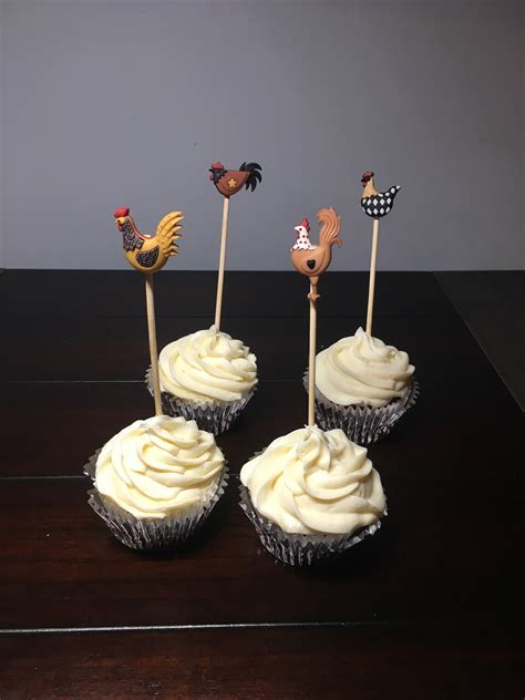 Roosters Cupcake Toppers Chicken Birthday Party Picks Unique