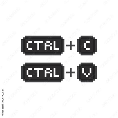 Ctrl C Ctrl V 8 Bit Button Pixel Art 8 Bit For Game Stock Vector Adobe Stock