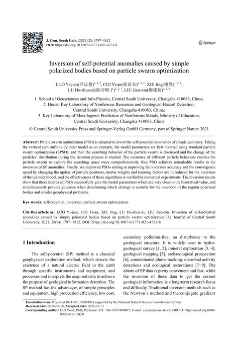 Pdf Inversion Of Self Potential Anomalies Caused By Simple Polarized