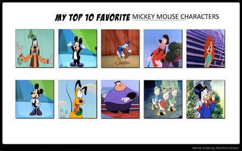My Top 10 Favourite Mickey Mouse Characters By Thetrainmrmenponyfan On