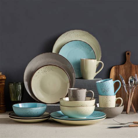 Sango Toren Denim Blue Stoneware 16 Pc Dinnerware Set Service For 4
