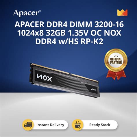 Jual Apacer Ddr4 Dimm 3200 16 1024x8 32gb 1 35v Oc Nox Ddr4 W Hs Rp K2
