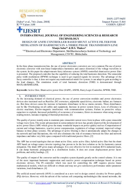 pdf design of anfis controller based shunt active filter for