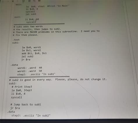 Solved The Following Subprogram Sub1program Is Supposed To