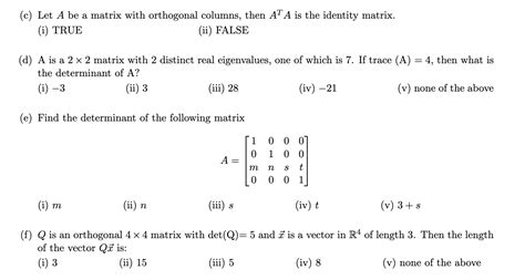 Solved C Let A Be A Matrix With Orthogonal Columns Then Chegg