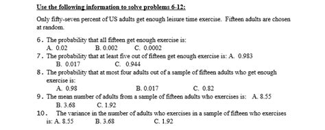 Solved Use The Following Information To Solve Problems 6 12 Chegg Com