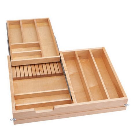 REV A SHELF INC Tiered Cutlery Drawer System With Soft Close Slides Maple Rev A Shelf