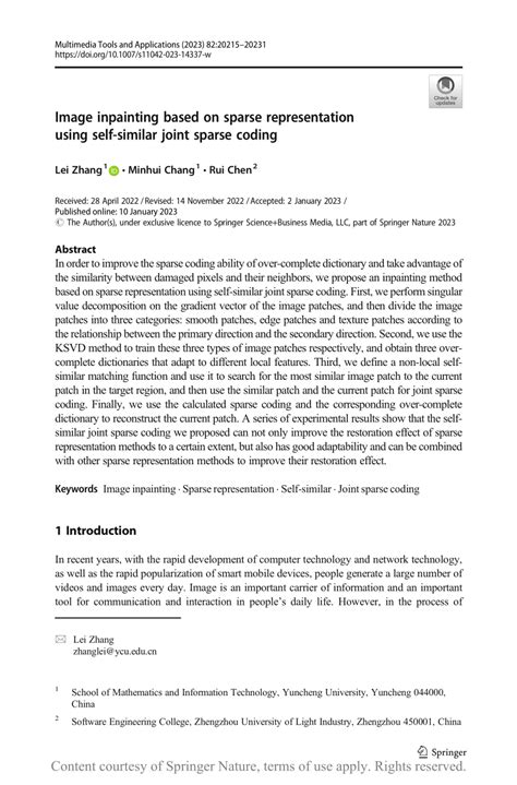 Image Inpainting Based On Sparse Representation Using Self Similar