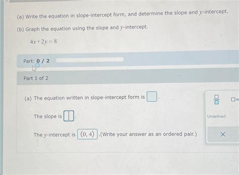 Solved A Write The Equation In Slope Intercept Form And Chegg Com