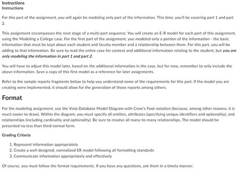 Solved Formatfor The Modeling Assignment Use The Visio