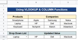 Updating Cell Values Based On Selection In Drop Down List In Google Spreadsheet