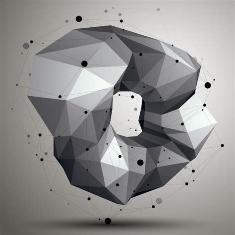 Premium Vector Spatial Vector Monochrome Digital Object 3d Technology Figure With Geometric