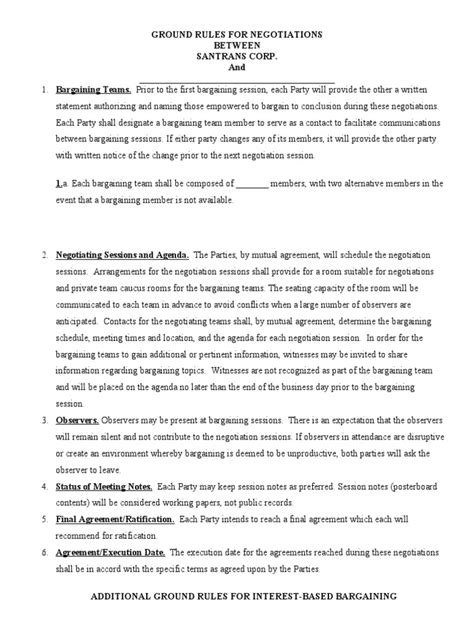 Cba Ground Rules Pdf