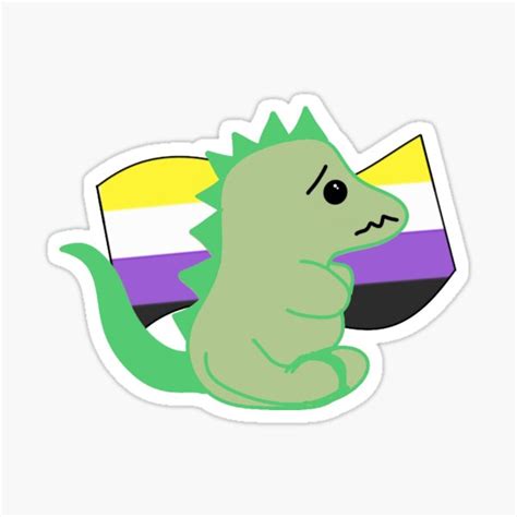 Non Binary Dino Sticker By Sanrioboogers Redbubble