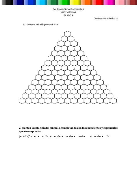 Hoja De Trabajo Del Triángulo De Pascal