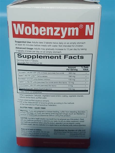Garden Of Life Wobenzym N Joint Health 200 Tablets Best By 08 2025