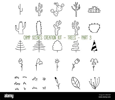 Set Of Linear Icons Of Trees Part Stock Vector Image Art Alamy