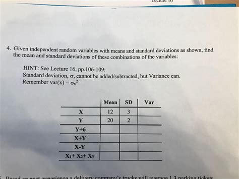 Solved Lectrre TO 4 - Given independent random variables | Chegg.com