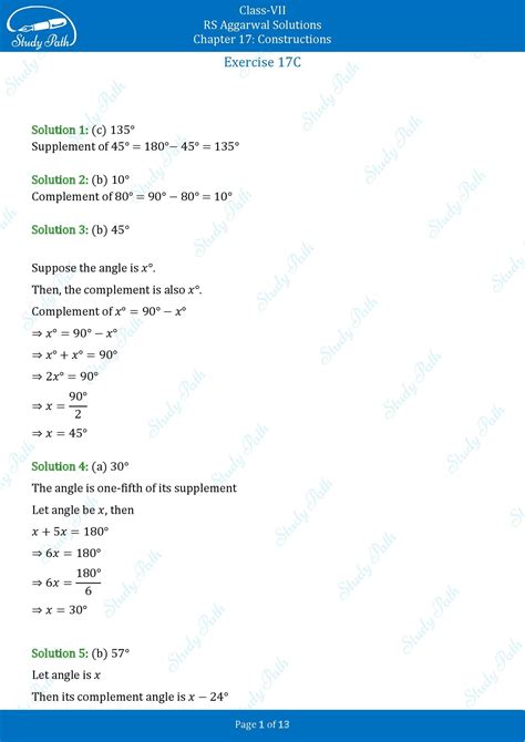 RS Aggarwal Solutions Class Chapter Ex C Study Path