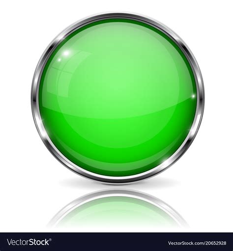 Glass Green Button Round 3d With Metal Royalty Free Vector Glass Green Button Round 3d With Metal Royalty Free Vector