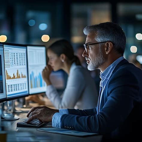 Financial Auditors Analyzing Data On Computers In Office Premium Ai Generated Image