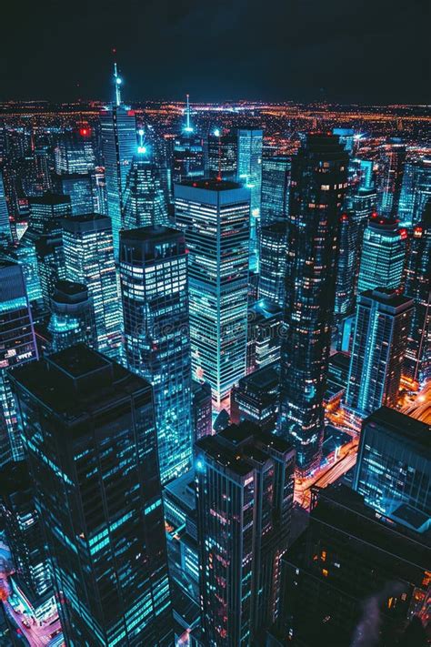 A Cityscape At Night With High Tech Lighting Effects Stock Illustration Illustration Of Lights