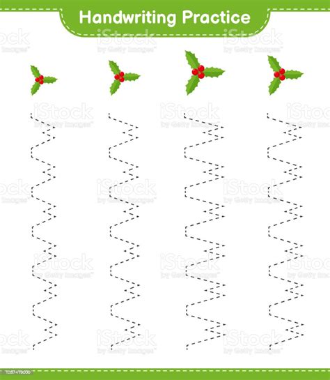 필기 연습 홀리 베리의 라인을 추적 교육 어린이 게임 인쇄 워크 시트 벡터 일러스트레이션 0명에 대한 스톡 벡터 아트 및 기타 이미지 Istock