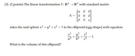 Solved 3 2 Points The Linear Transformation Tr3→r3 With