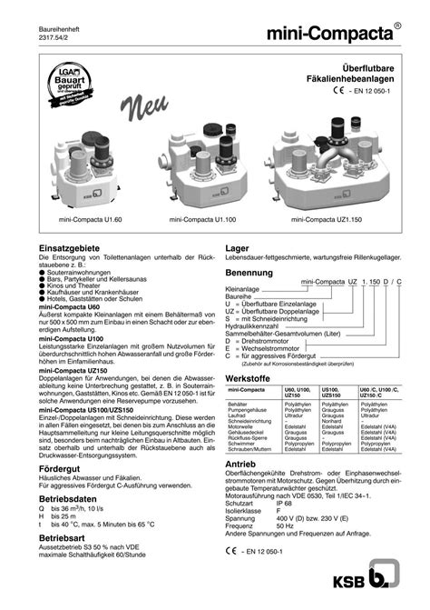 52 Ksb Mini Compacta U7d Ersatzteile Checkvip